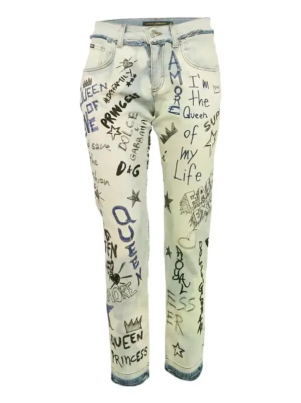 Dolce & Gabbana Embroidered Boyfriend Jeans - Blue