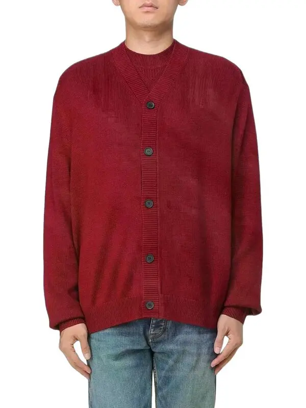 Emporio Armani Bordeaux V-neck Cardigan - Red