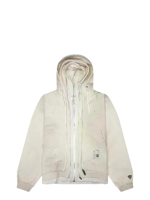 Mihara Yasuhiro Distressed Zip-up Hoodie - Neutrals