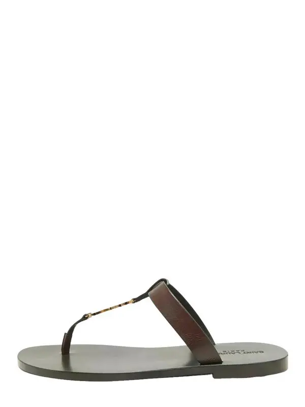 Saint Laurent Cassandre Thong Sandals - Brown