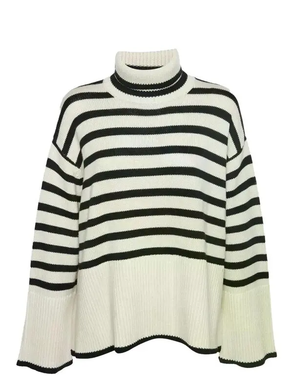 TOTEME Striped Turtleneck Sweater - White