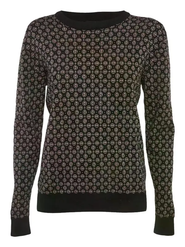 JOSEPH Jacquard Wool Knit Crew Neck Sweater - Black
