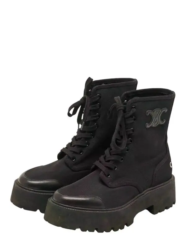 Celine Triomphe Lace-up Combat Boots - Black