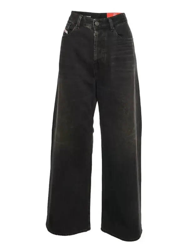 DIESEL® Wide-leg Washed Denim Jeans - Black