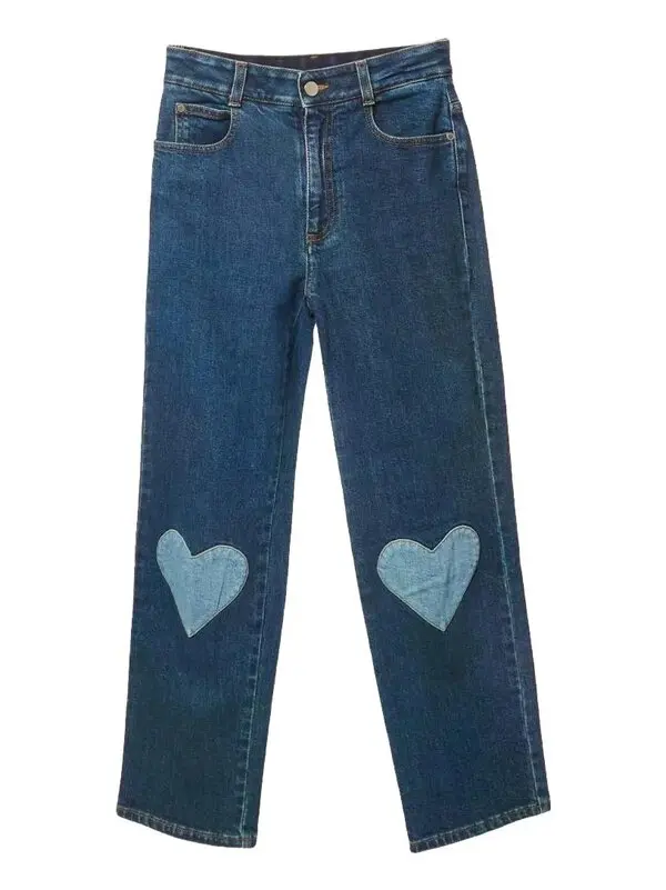 Stella McCartney Straight Leg Jeans With Heart Patch Detail - Blue