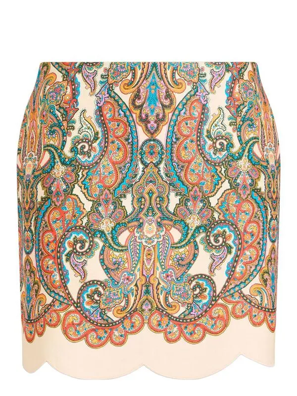 Zimmermann Scalloped Paisley-print Linen Mini Skirt - Multicolor