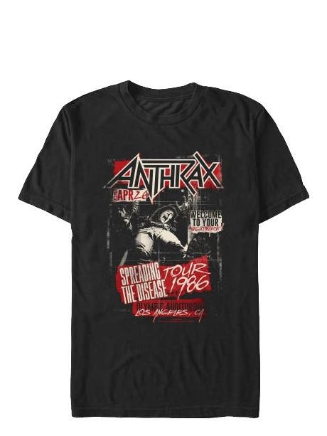 ANTHRAX Welcome To Your Nightmare Distressed Short Sleeve Graphic T-shirt - Black