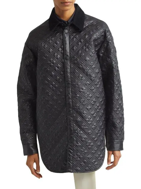 Moncler Quilted Shirt Jacket With Corduroy Collar - Black