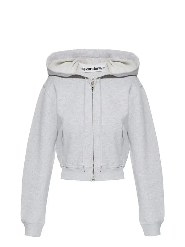Alexander Wang Cropped Zip-up Hoodie - Grey