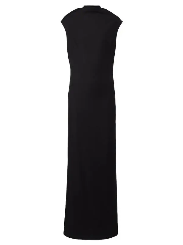 Brunello Cucinelli Monili Draped Wool-blend Gown - Black