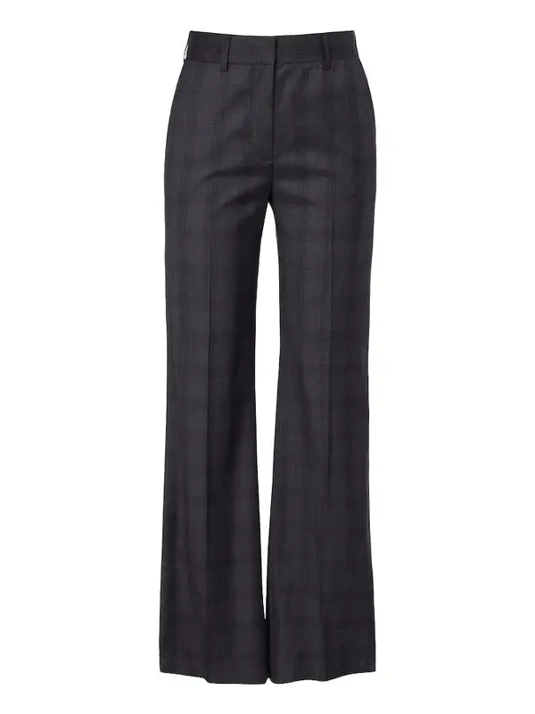 BLAZÉ MILANO Lundy Checked Virgin Wool Flared Trousers - Grey