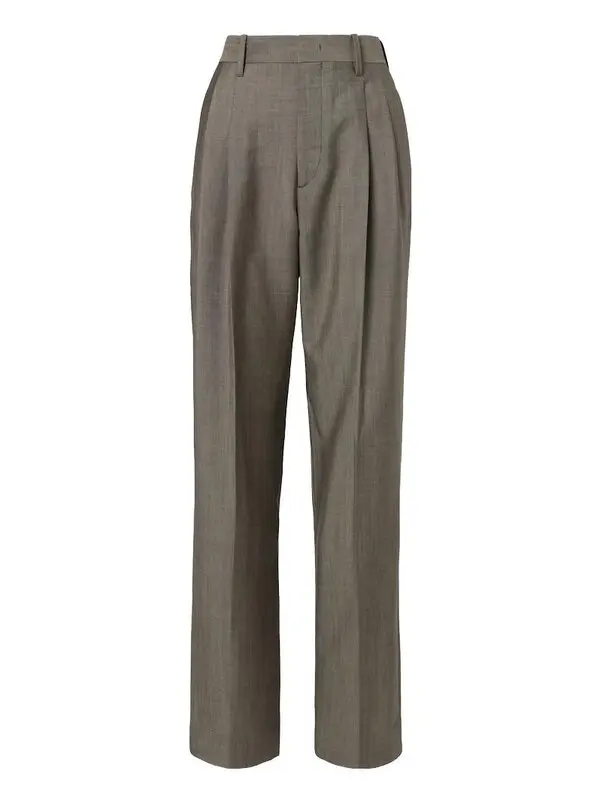 Victoria Beckham Wool And Mohair Straight Leg Trousers - Grey