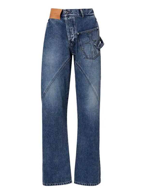 JW Anderson Twisted Embroidered Straight Jeans - Blue