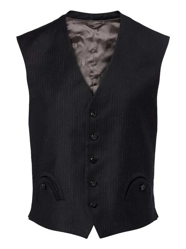 BLAZÉ MILANO Feral Pinstriped Virgin Wool Vest - Black