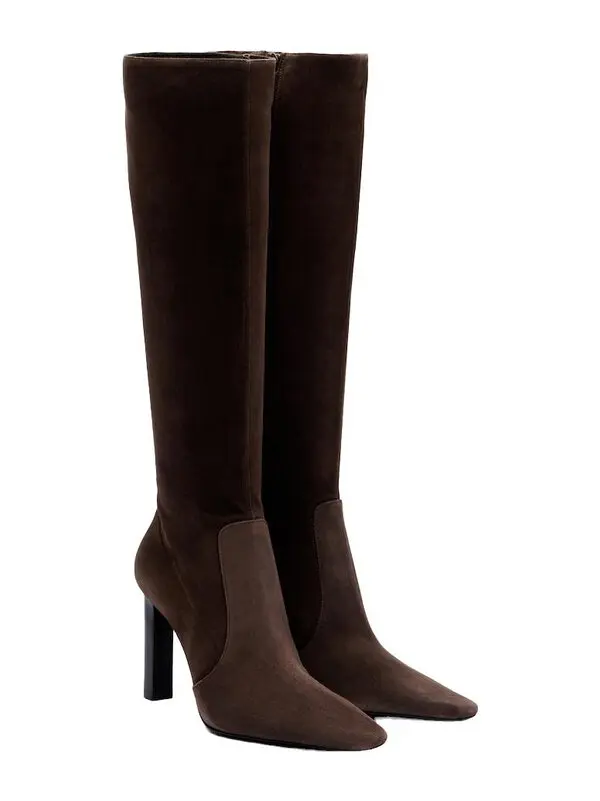 Saint Laurent Françoise Suede Knee-high Boots - Brown