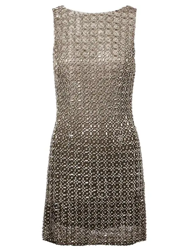LA FUORI Gilded Crystal-embellished Minidress - Silver