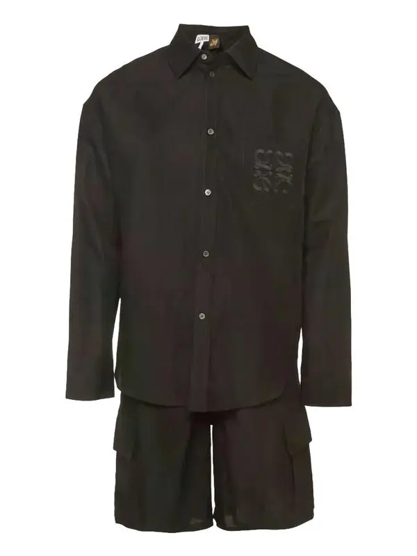 Loewe Anagram Embroidered Shirt And Shorts Set - Black