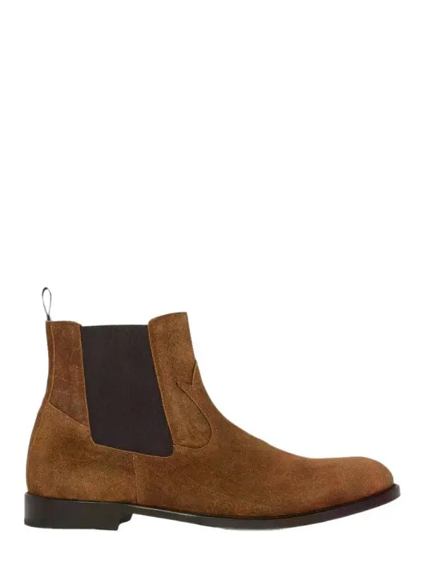 Etro Suede Chelsea Ankle Boots With Paisley Motif - Brown