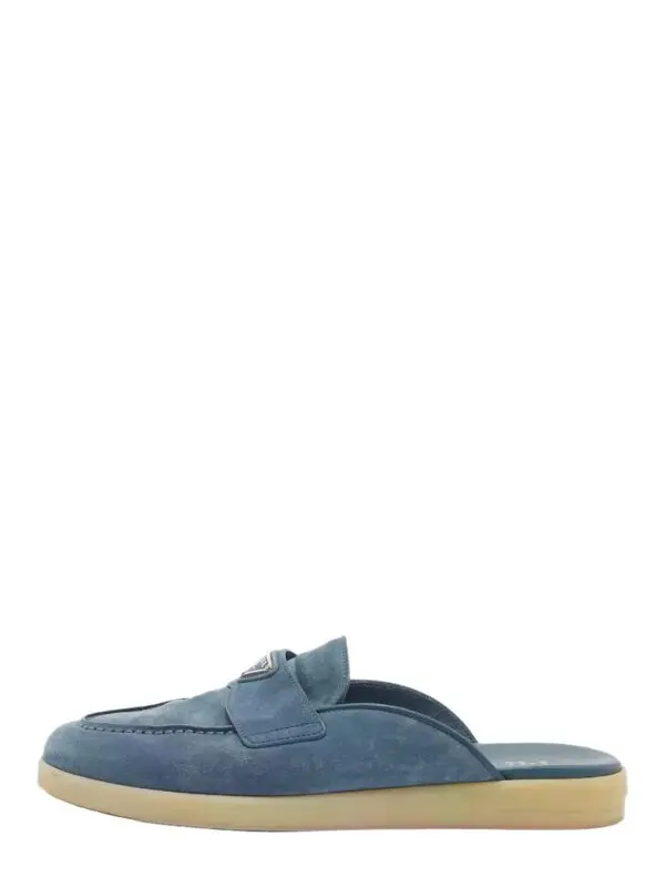 Prada Suede Flat Mules - Blue