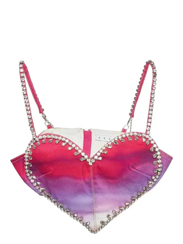 AREA Ombre Crystal-embellished Top - Pink