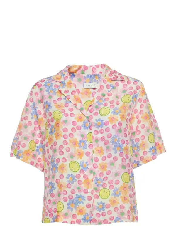 Sandro Smiley Floral-print Shirt - Neutrals