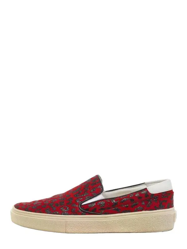 Saint Laurent Leopard Print Suede Slip-on Sneakers - Red