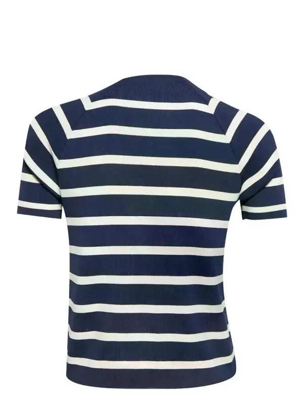 Ralph Lauren Striped Ribbed-knit High Neck T-shirt - Blue