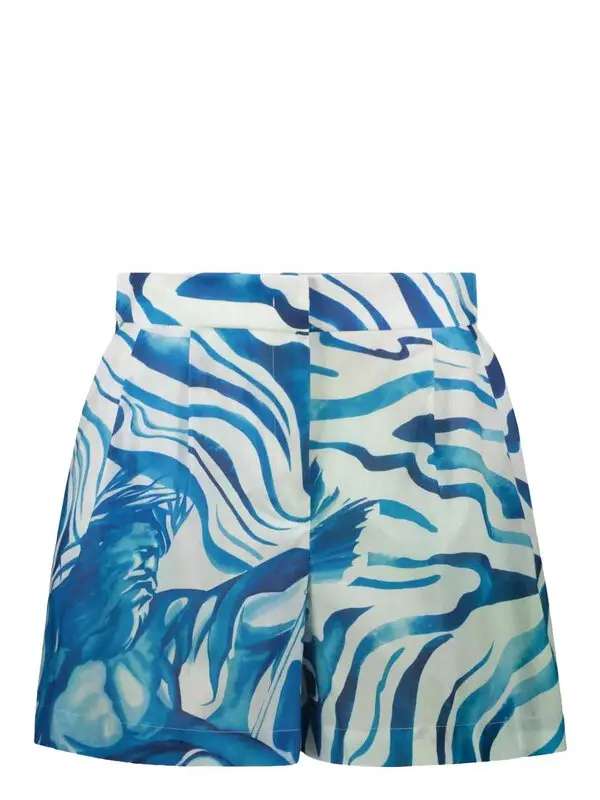 Alberta Ferretti Artistic Print Loose Fit Shorts - Blue