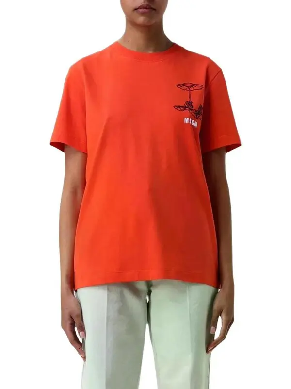 MSGM Logo Print Cotton T-shirt - Red