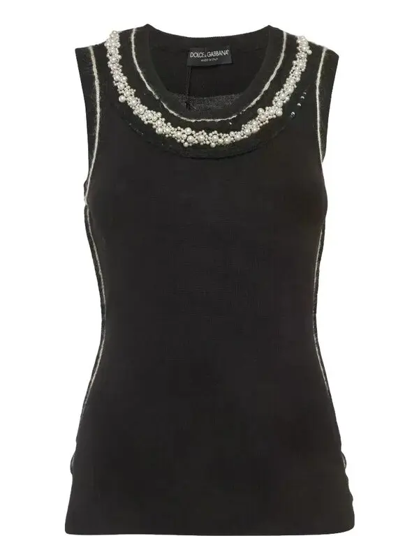 Dolce & Gabbana Beaded Knit Vest - Black