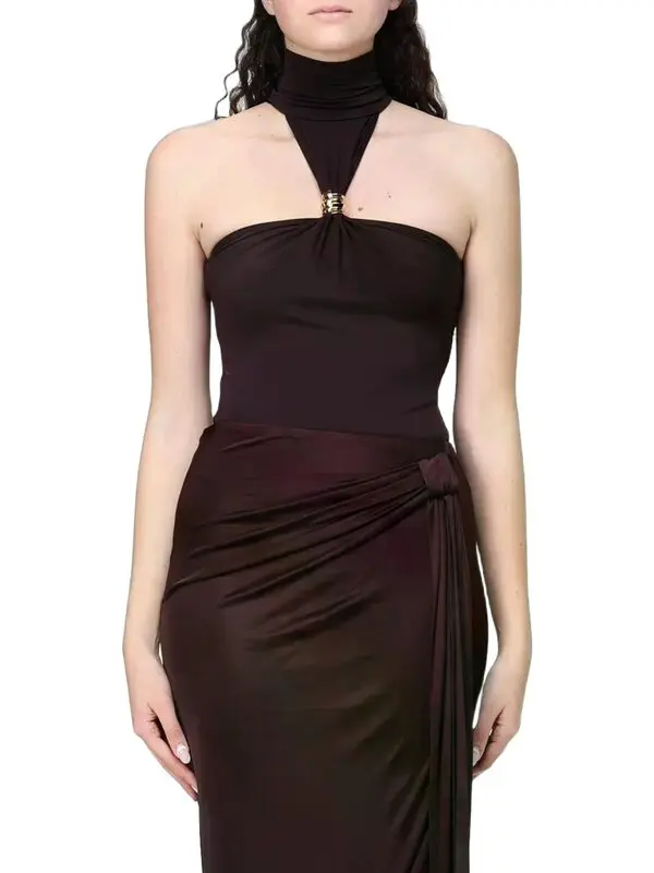 Elisabetta Franchi Bodysuit With Cut-out Detail And Gold-tone Hardware - Brown