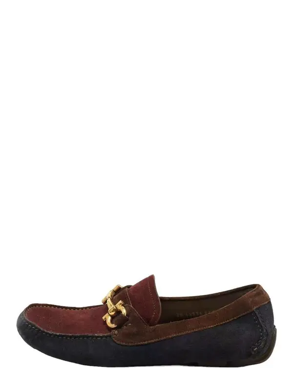 FERRAGAMO Gancini Suede Loafers - Blue
