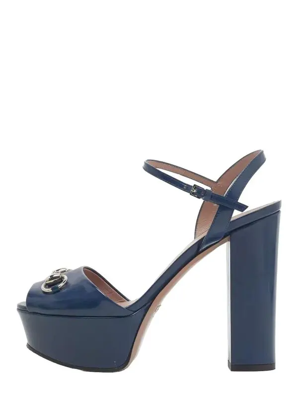 Gucci Claudie Horsebit Platform Sandals - Blue