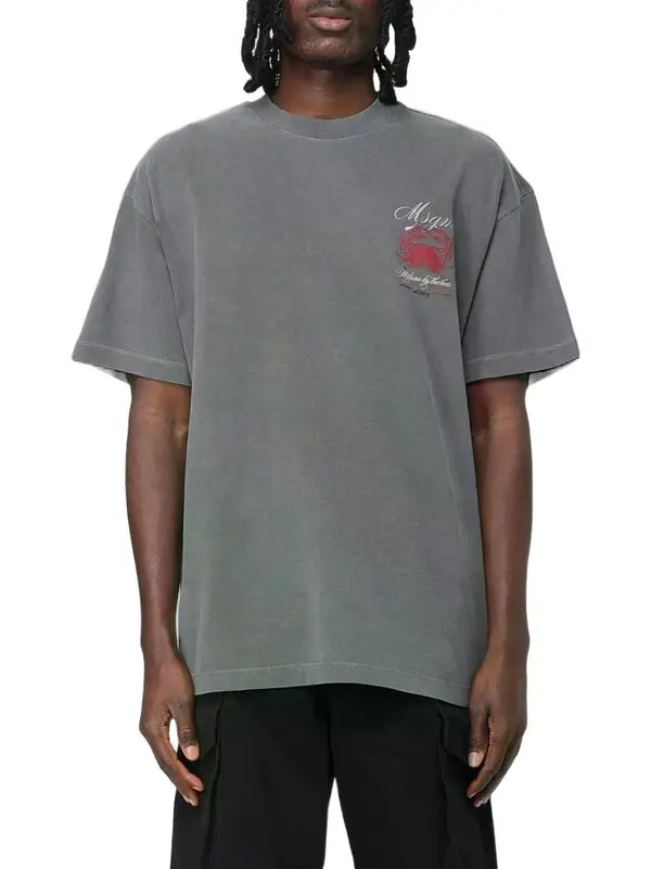 MSGM Logo-print Cotton T-shirt - Grey