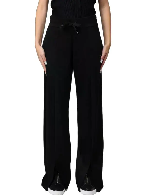 Emporio Armani Drawstring Waist Wide-leg Trousers - Black
