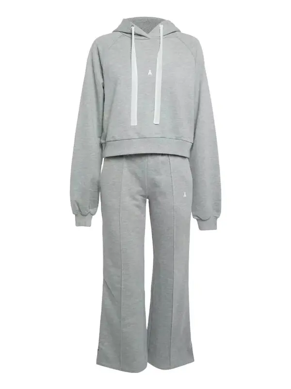 Patrizia Pepe Logo-embossed Knit Sweater And Trousers Set - Grey
