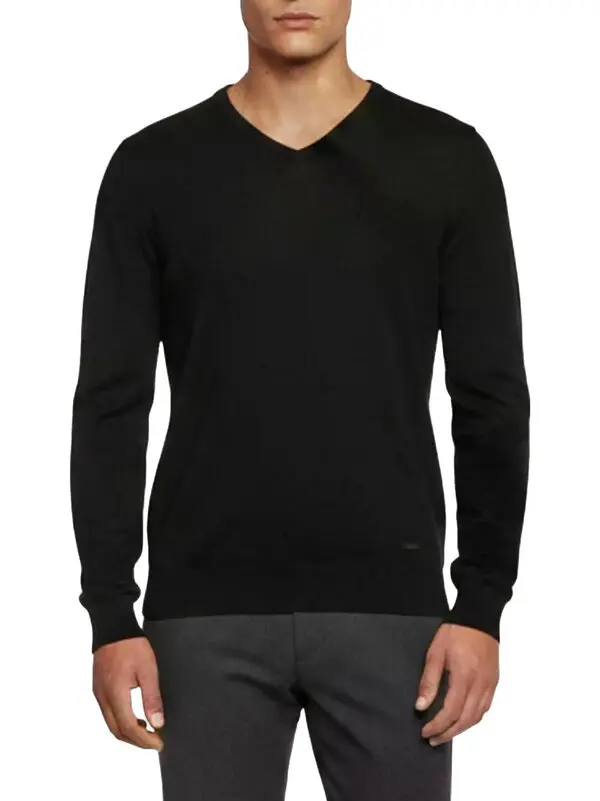 ARMANI V-neck Long-sleeve Sweater - Black