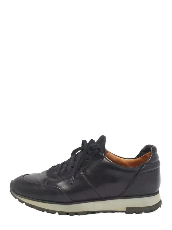 Santoni Leather Lace-up Sneakers - Black