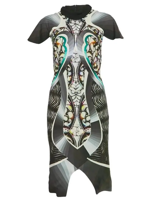 PETER PILOTTO Abstract Print Mock Neck Dress - Grey