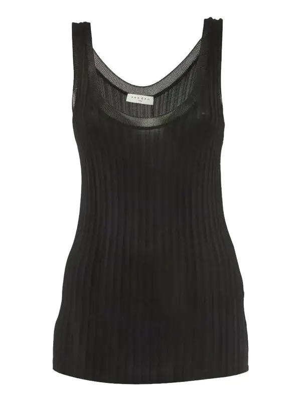 Sandro Ribbed Knit Tank Top - Black