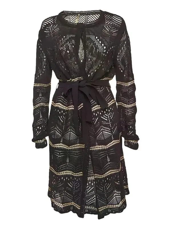 Roberto Cavalli Long-sleeve Belted Cardigan - Black