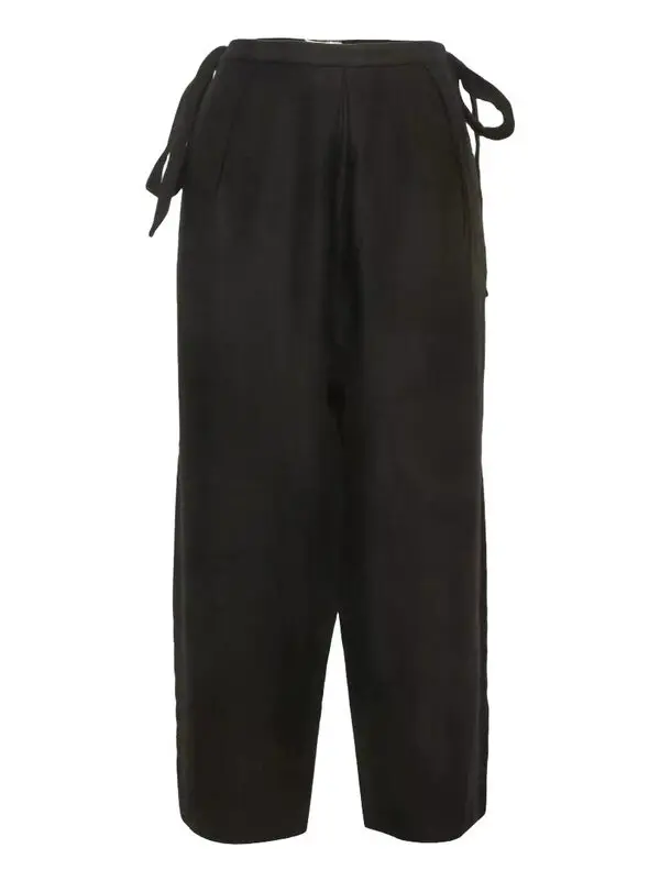 Saint Laurent Pleated Side-tie Straight-leg Trousers - Black