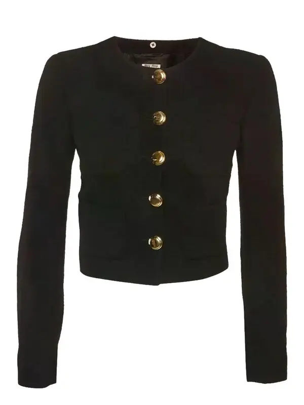 Miu Miu Bouclé Cropped Jacket - Black