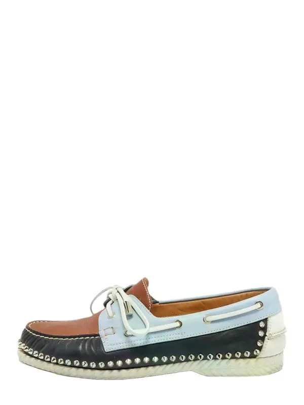 CHRISTIAN LOUBOUTIN Leather Lace-up Boat Shoes - Blue