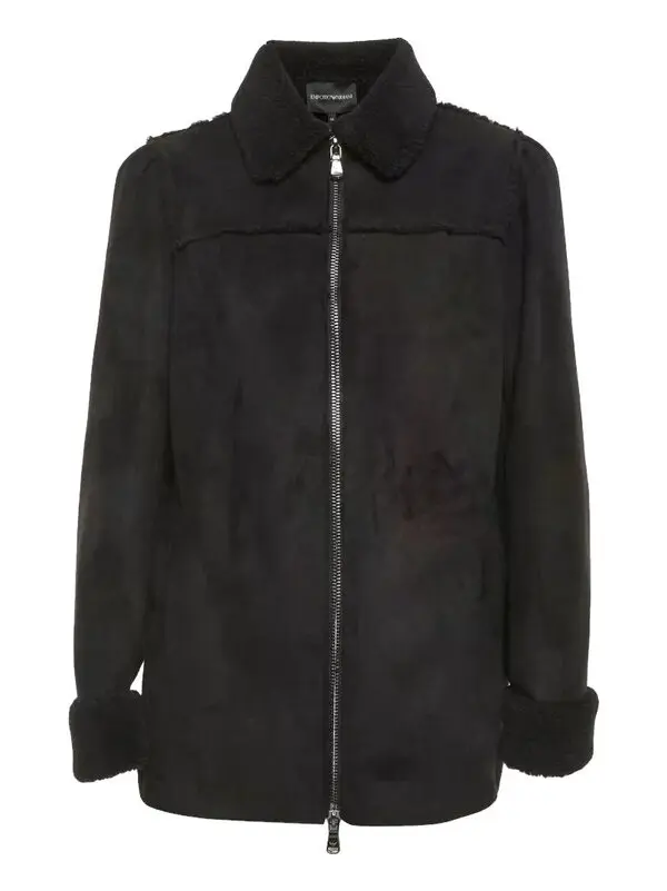 Emporio Armani Fleece-trim Zip-up Jacket - Black
