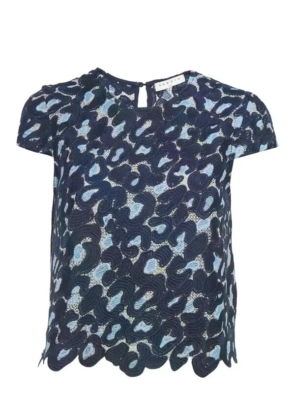 Sandro Lace Cropped T-shirt - Blue