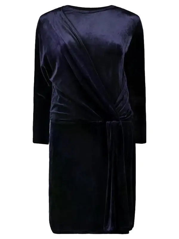 Alberta Ferretti Draped Long-sleeve Mini Dress - Blue