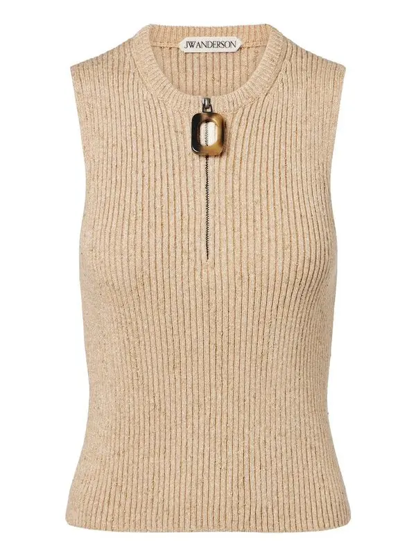 JW Anderson Ribbed Knit Cotton-blend Tank Top - Beige
