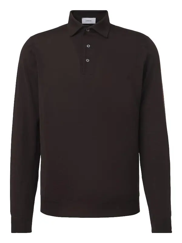 LARDINI Virgin Wool Polo Sweater - Brown