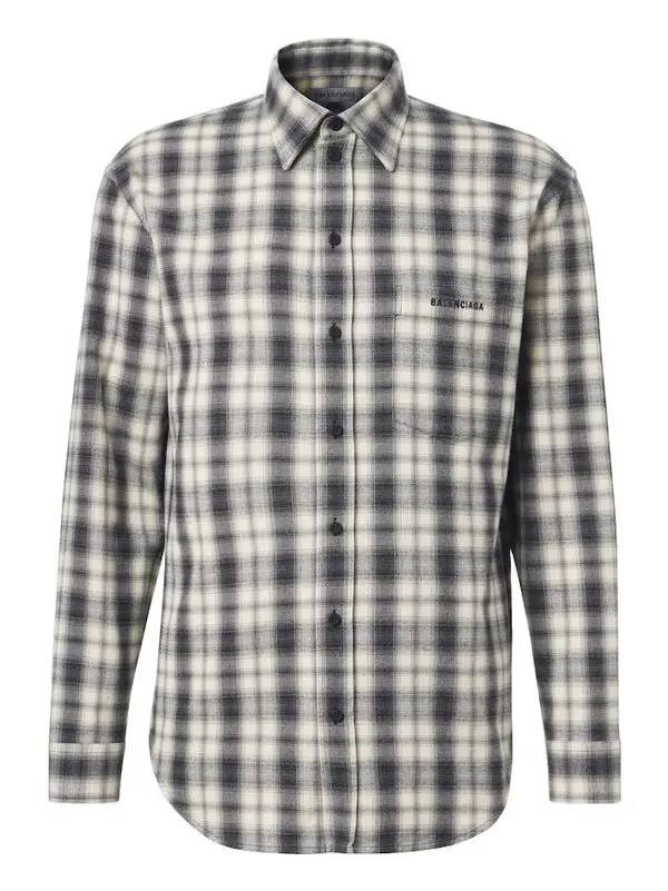 Balenciaga Checked Cotton Flannel Shirt - Black